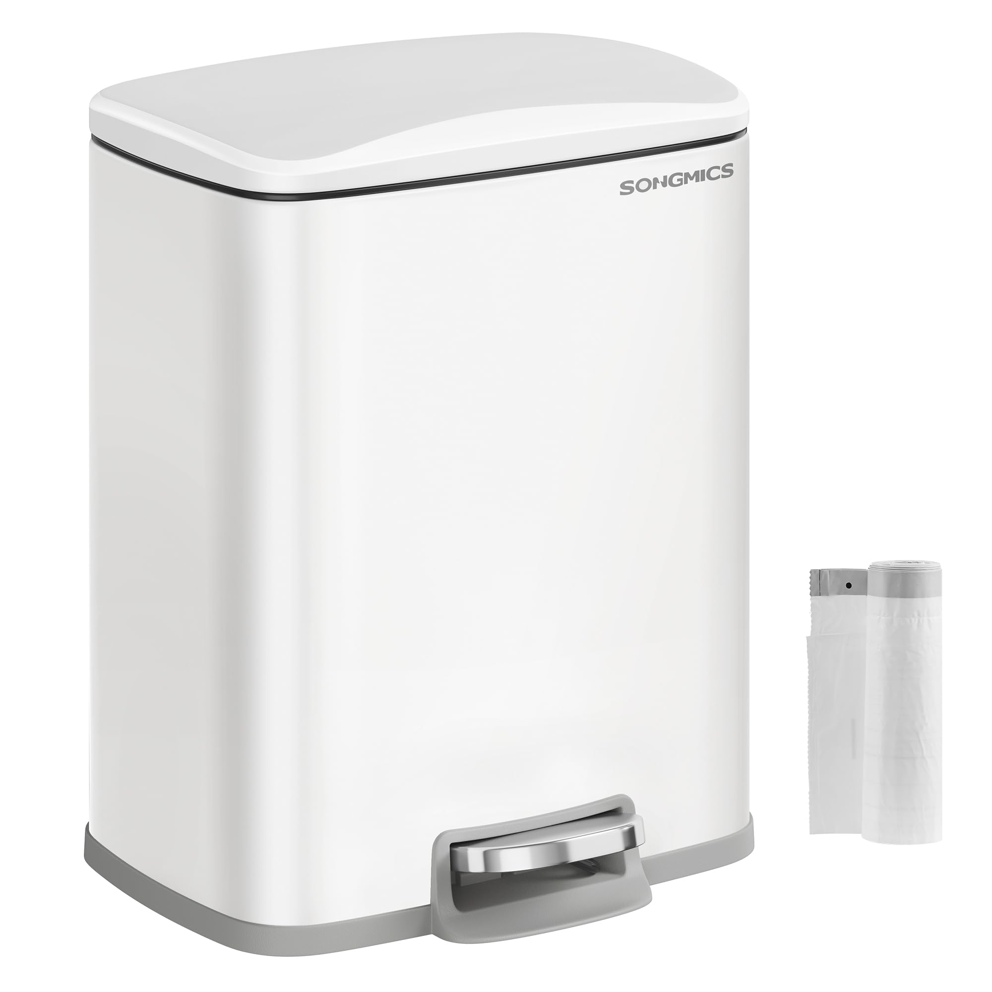 SONGMICS Trash Can, Garbage Can with Lid, 5.2-Gallon (20L) Step Trash ...