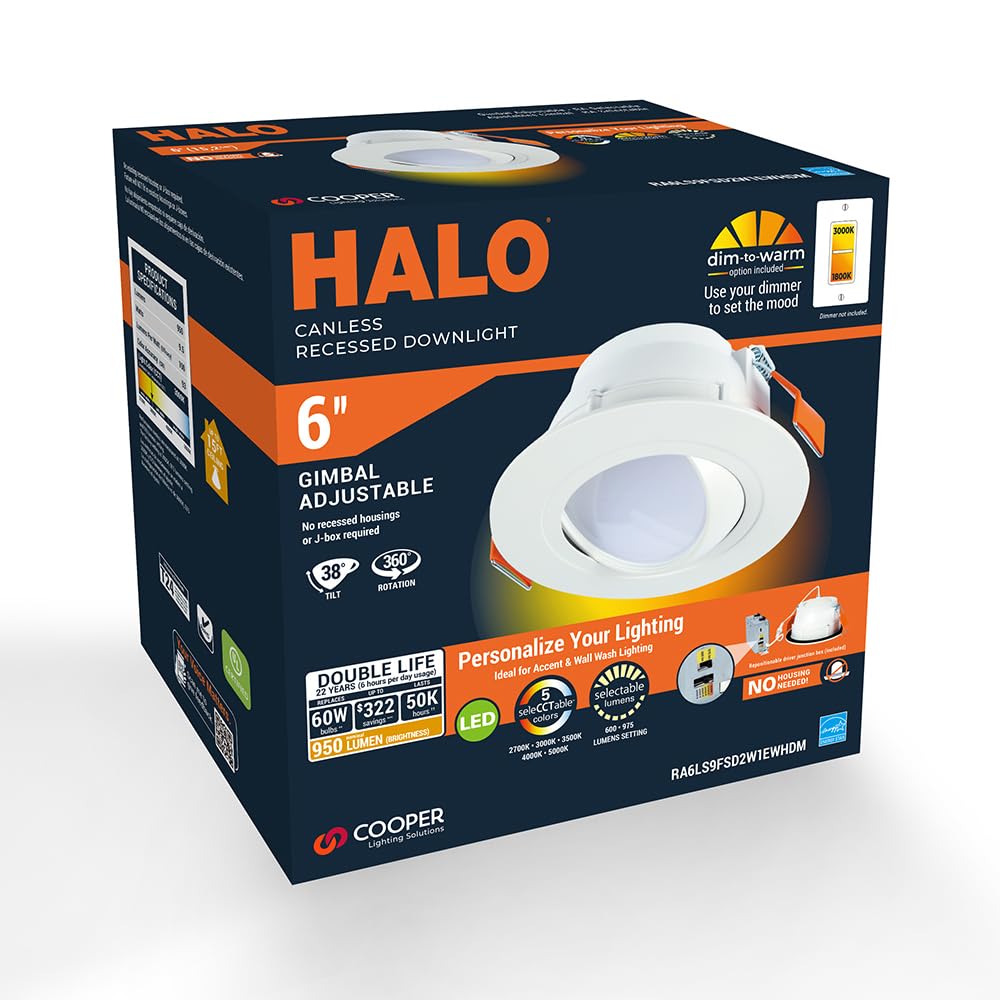 Mua HALO RA 6 in. Integrated LED Recessed Light Trim, 600 Lumens/1000 ...