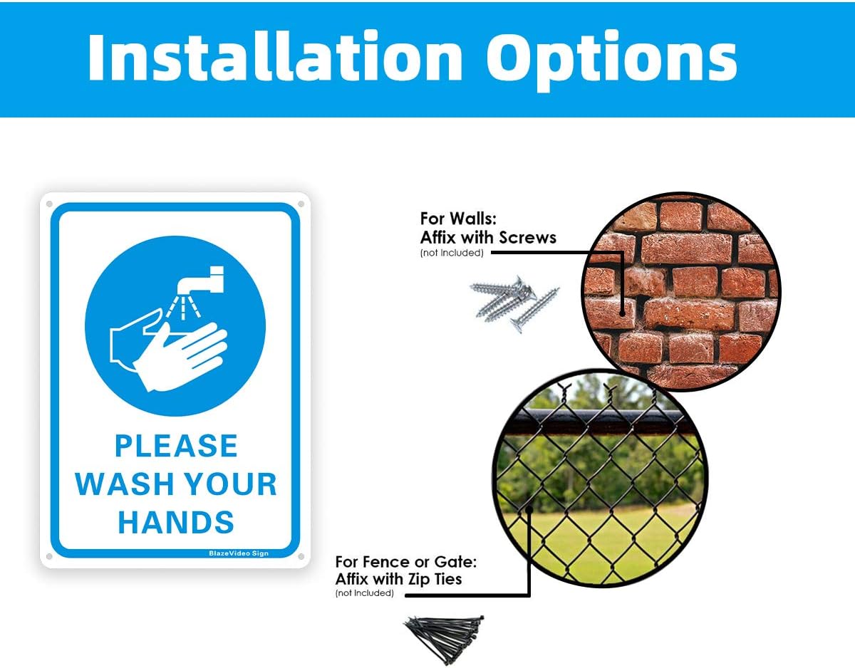 4-Pack Hygiene Safety Sign Please Wash Your Hands Signs Warning Sign ...