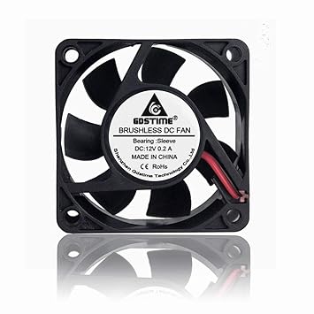 Gdstime DC 12V Brushless Cooling Fan 60mm 6cm 60x60x25mm 2 Wire: Amazon.in: Computers & Accessories