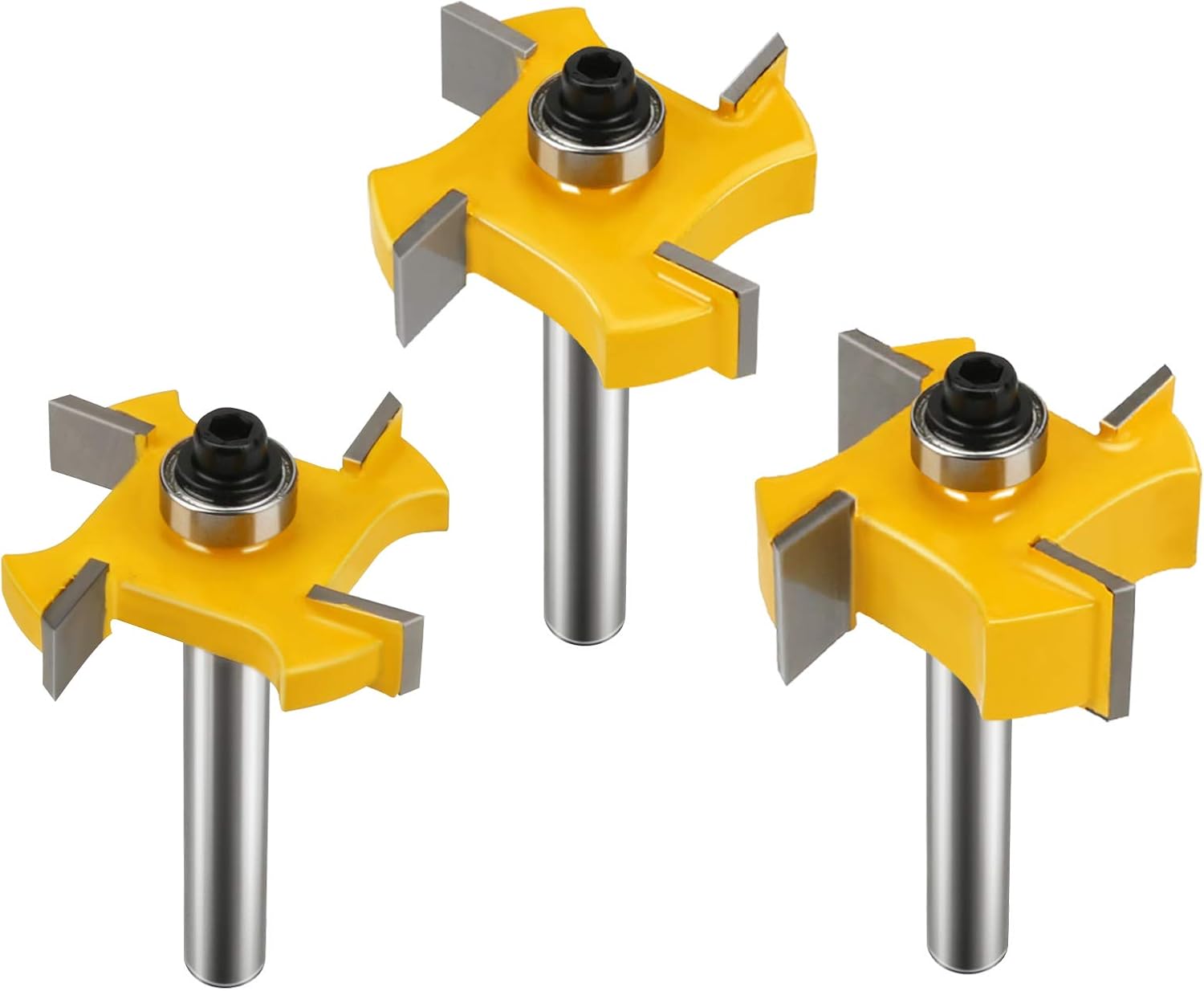 3Pcs Rabbet Router Bit Set 1/4 Shank Achort 1/4″, 3/8″, 1/2″ Height X 1 ...