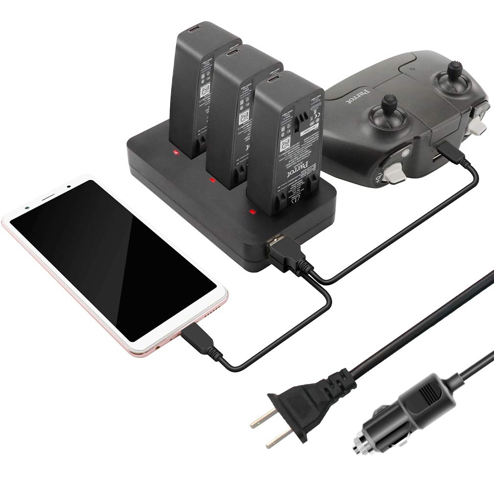 Hanatora Battery Charger Indoor and in-car for Parrot Anafi/ANAFI Base ...