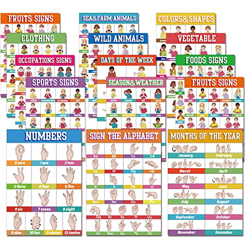 14 ASL Posters Sign Language Poster American Sign Language Flash Cards ...