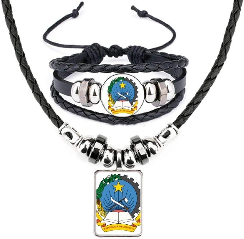 Amazon.com: Luanda Angola National Emblem Leather Necklace Bracelet ...