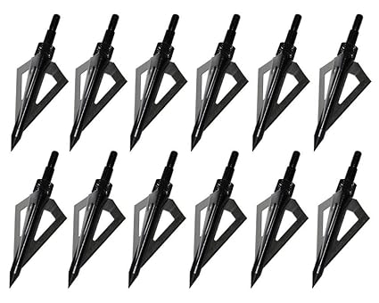 12 Pack 3 Razor Sharp Fixed Blade Arrow Head 100 Grain Archery ...