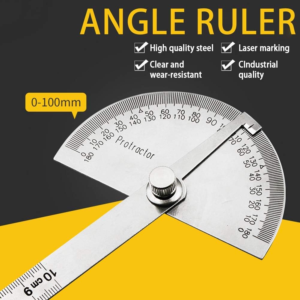 POHOVE Stainless Steel Angle Protractor 0-180 Degree Adjustable ...