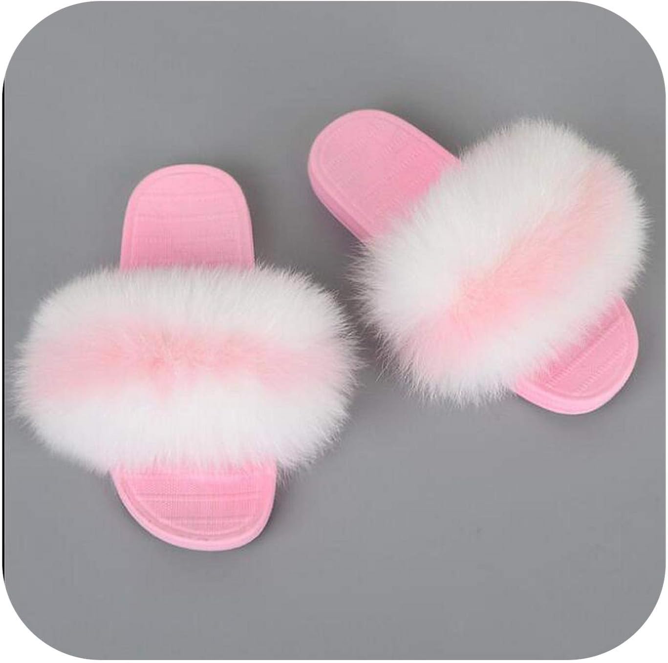 Chanclas de pelo femeninas con pelo para interiores y sandalias ...