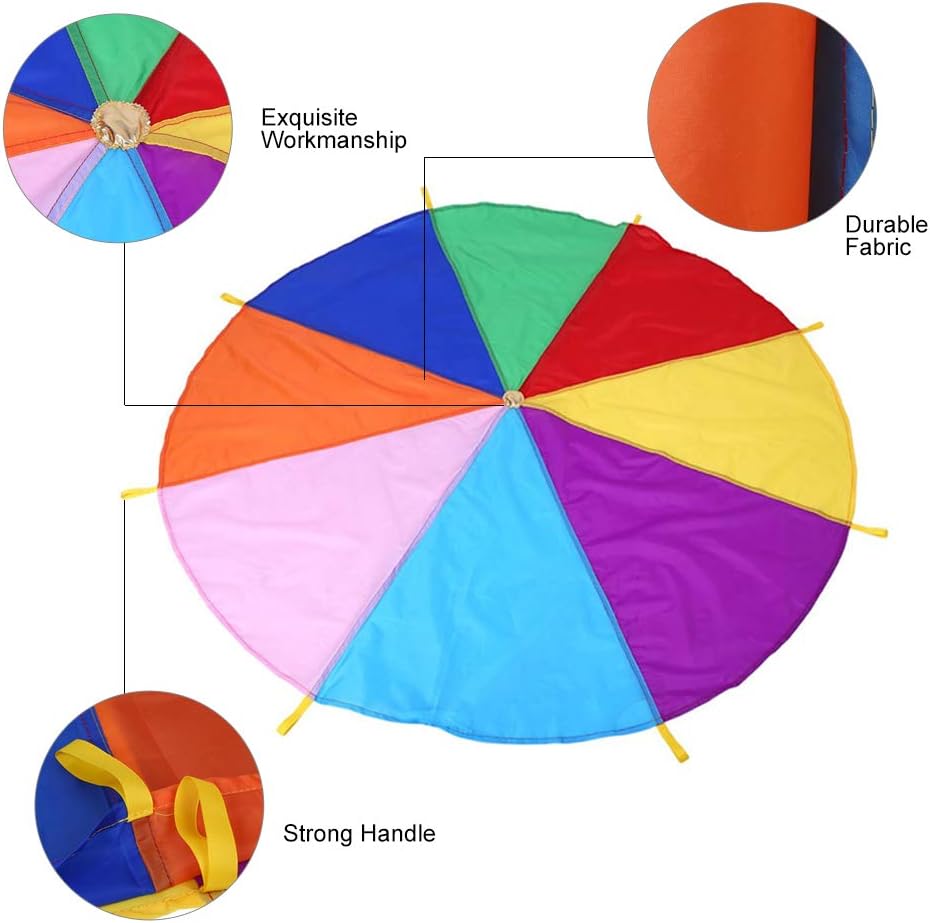 Rainbow Play Parachute for Kids 8 Handles 2m Diameter Play Parachute ...