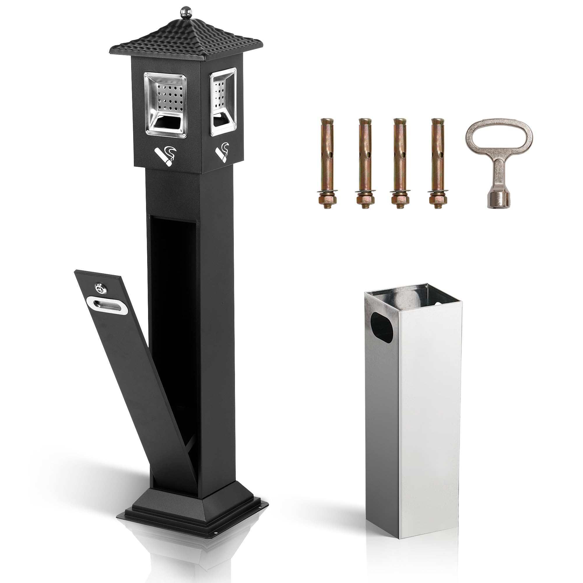 RDUIGT Outdoor Trash Receptacle, 47" Height, Commercial Garbage Can ...