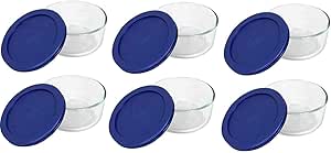 Amazon.com: Pyrex Storage 2-Cup Round Dish, Clear with Blue Lid Case of ...