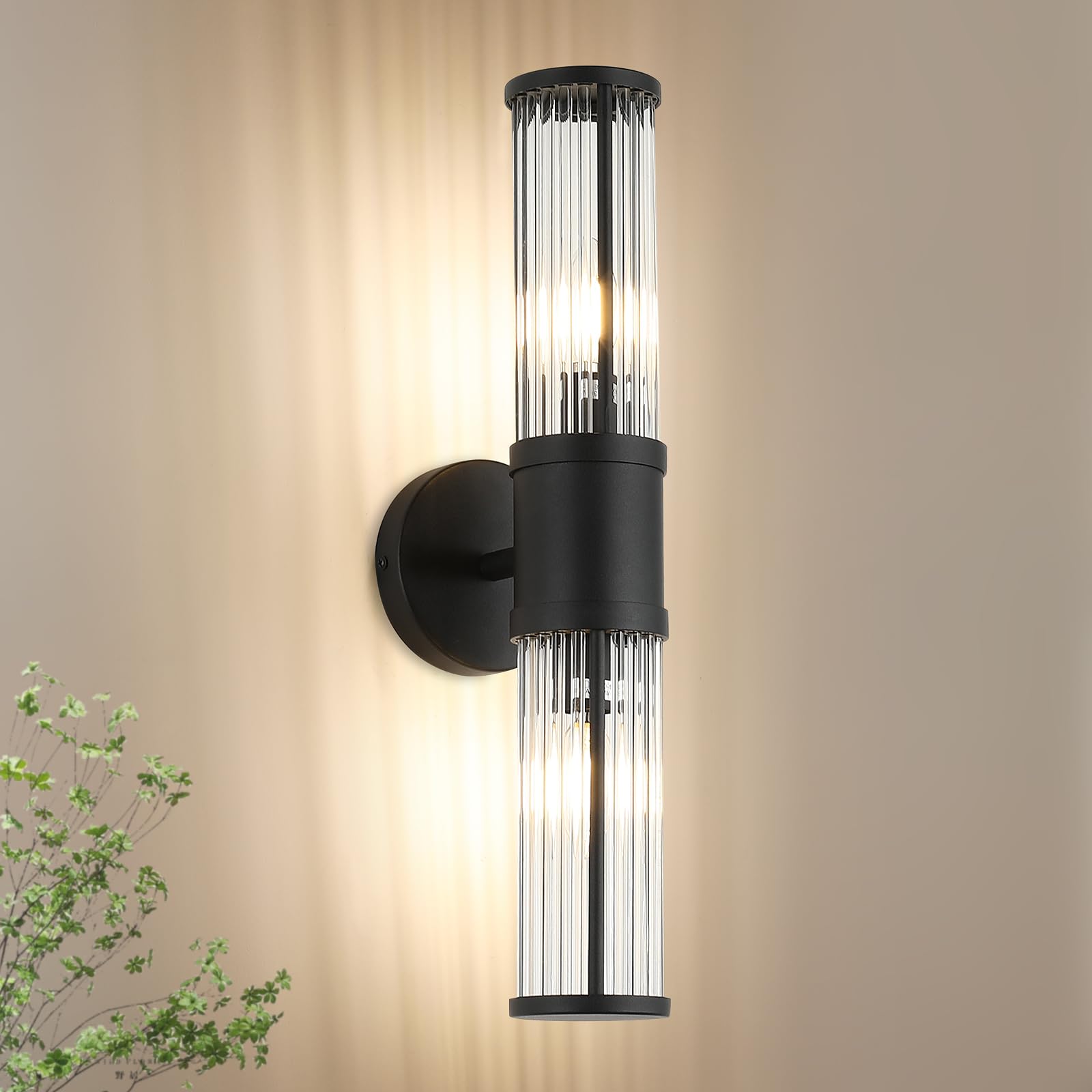 ECOBRT Bathroom Light Fixtures 2-Light Matte Black Bathroom Vanity ...