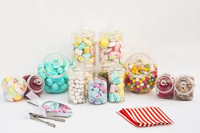 Amazon.com: 10 Jar Large Candy Buffet Kit Set, 10 Plastic Empty Sweet ...