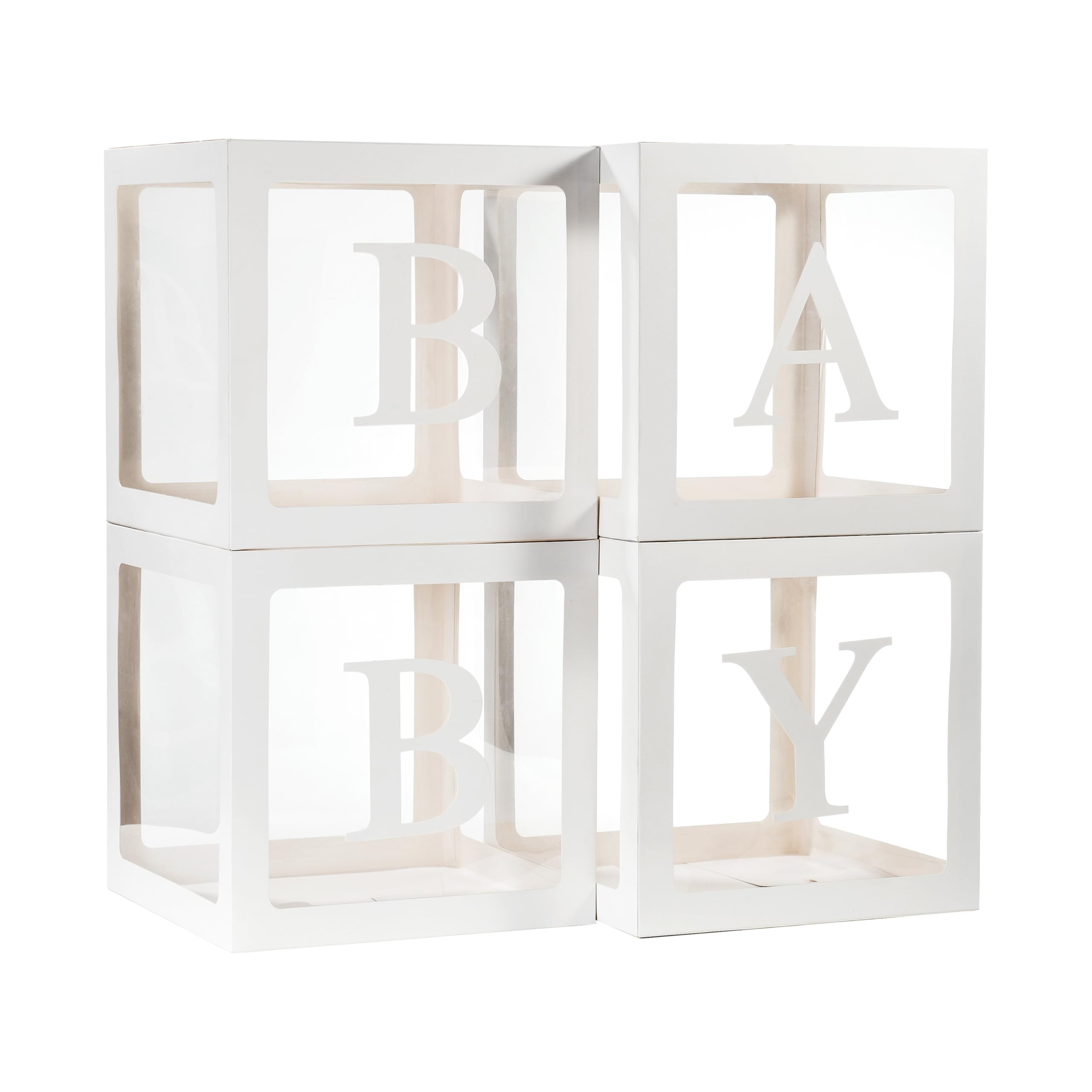 Baby Boxes with Letters for Baby Shower, 4 Transparent Balloon Boxes ...