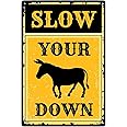 Amazon.com: Slow Your Down (Donkey) Metal Sign - Indoor/Outdoor Wall ...