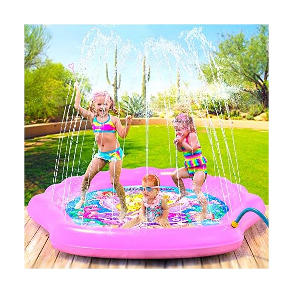 PRINCESSEA Splash Pad for Girls, XL 78″ Outdoor Mermaid Children’s ...