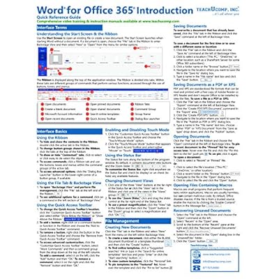 Buy Microsoft Word for Office 365 Introduction Quick Reference Training Tutorial Guide Cheat ...