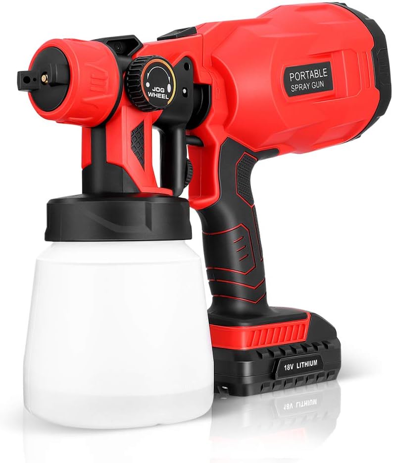 TTLIFE Cordless Electric Spray Gun,150W 800ML HVLP Spray Gun,with 3 ...