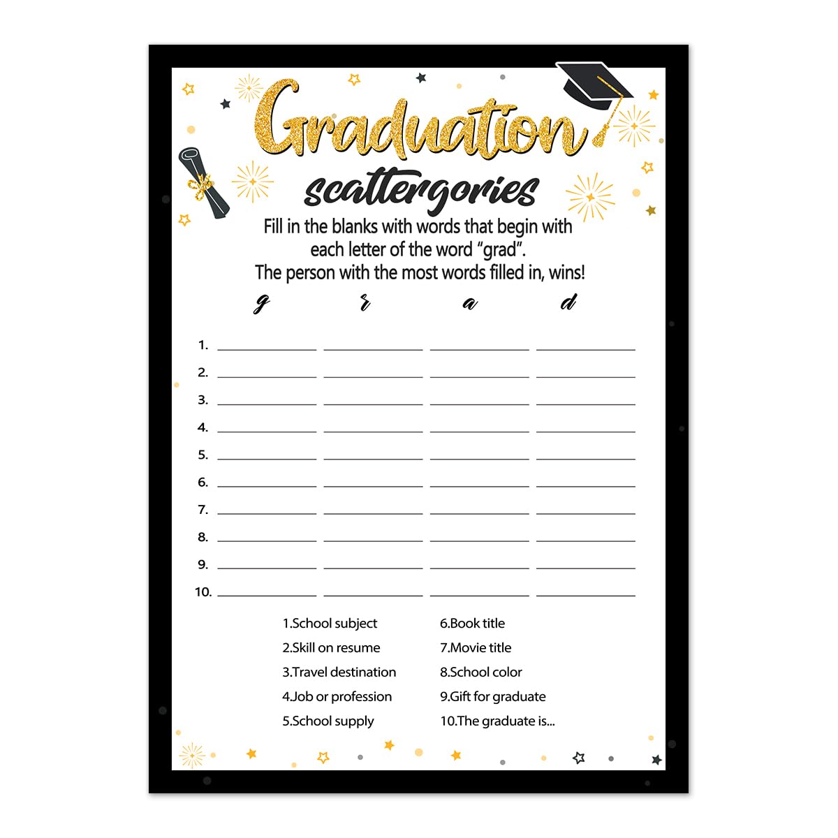 2024 Graduation Party Games Card, Graduation Games Cards, 2024 ...