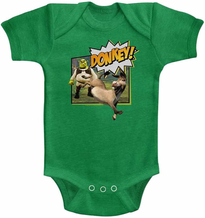 Shrek Unisex-Baby Donkey! Onesie, 6M, Vintage Green: Amazon.co.uk: Clothing