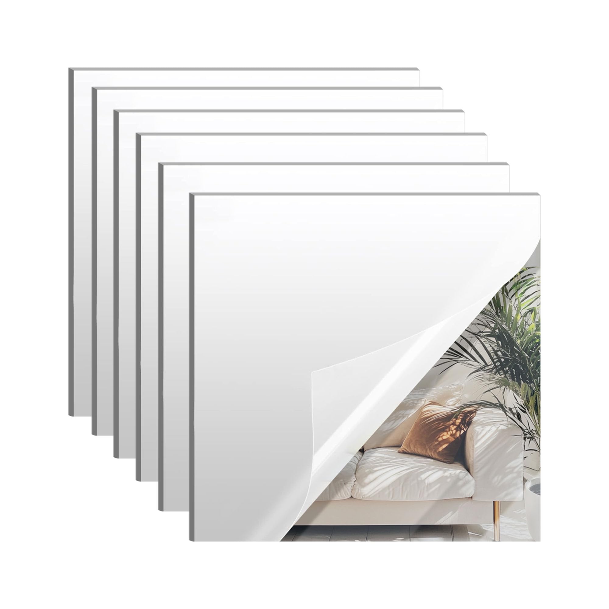 Silver Mirror Acrylic Sheets – 6 Pack, 12x12 Inches, 1/8 Inch Thick ...