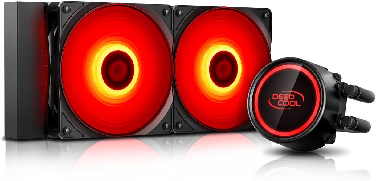 DEEPCOOL GAMMAXX L240T RED AIO Liquid Cooler, Red LED on Waterblock and ...