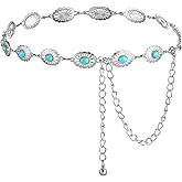 Andibro Western Metal Turquoise Chain Belt for Women, Boho Waist Chain ...