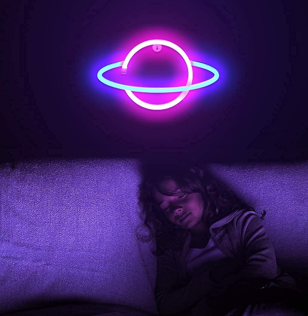 Lumoonosity Planet Neon Sign, USB Powered Planet Light Led Neon Signs ...