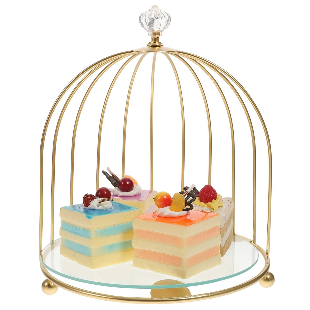 BESTonZON Gold Metal Bird Cage Cupcake Cake Stand, Dessert Display for ...