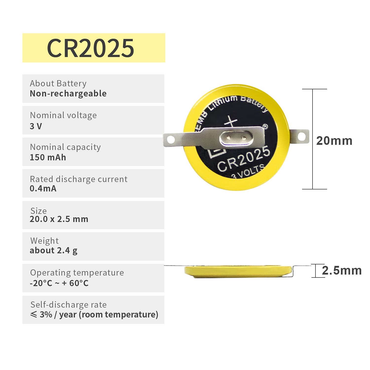 Mua EEMB CR2025 Batteries 3 V Lithium Battery Li-MnO₂ Button Battery ...