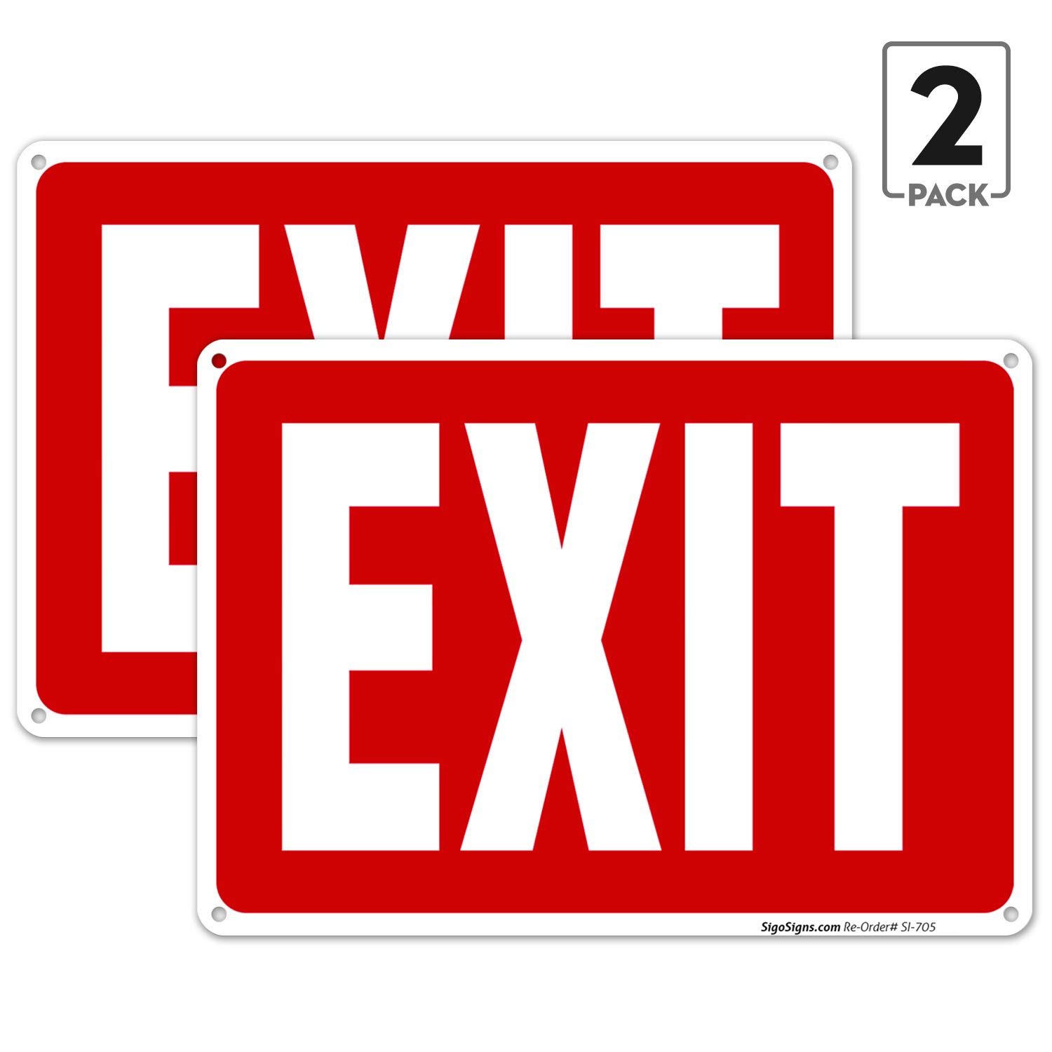 (2 Pack) Exit Sign, 10x14 Rust Free Aluminum, Weather/Fade Resistant ...