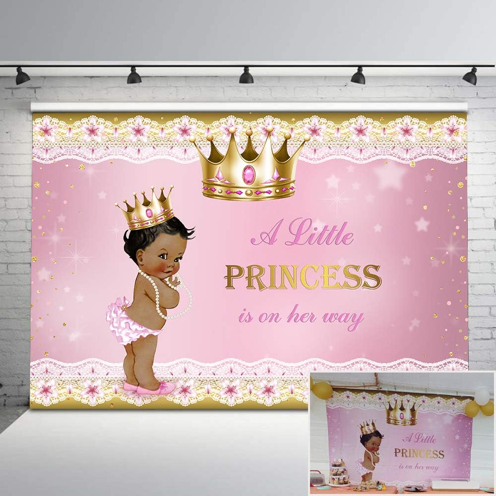 Amazon.com : Mehofoto Pink and Gold Baby Shower Backdrop Ethnic Little ...
