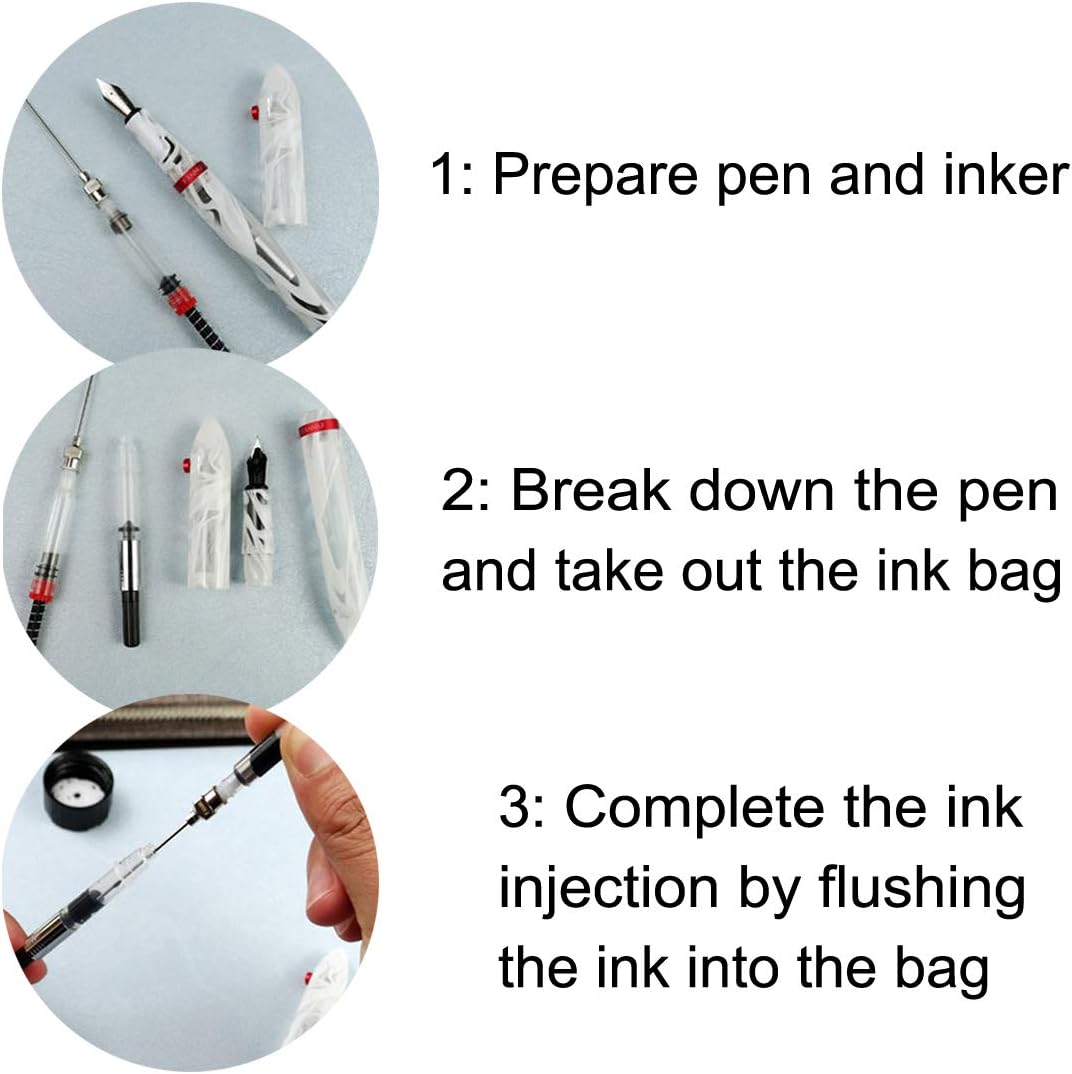 6 Pcs Fountain Pen Ink Syringe Spring Inking Filler Device Converter ...