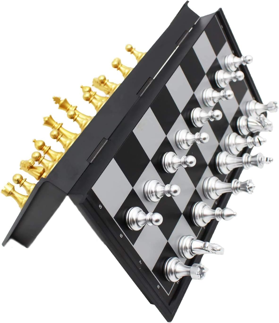 EVERGD Portable Travel Magnetic Chess Set with Gold & Silver Chess ...