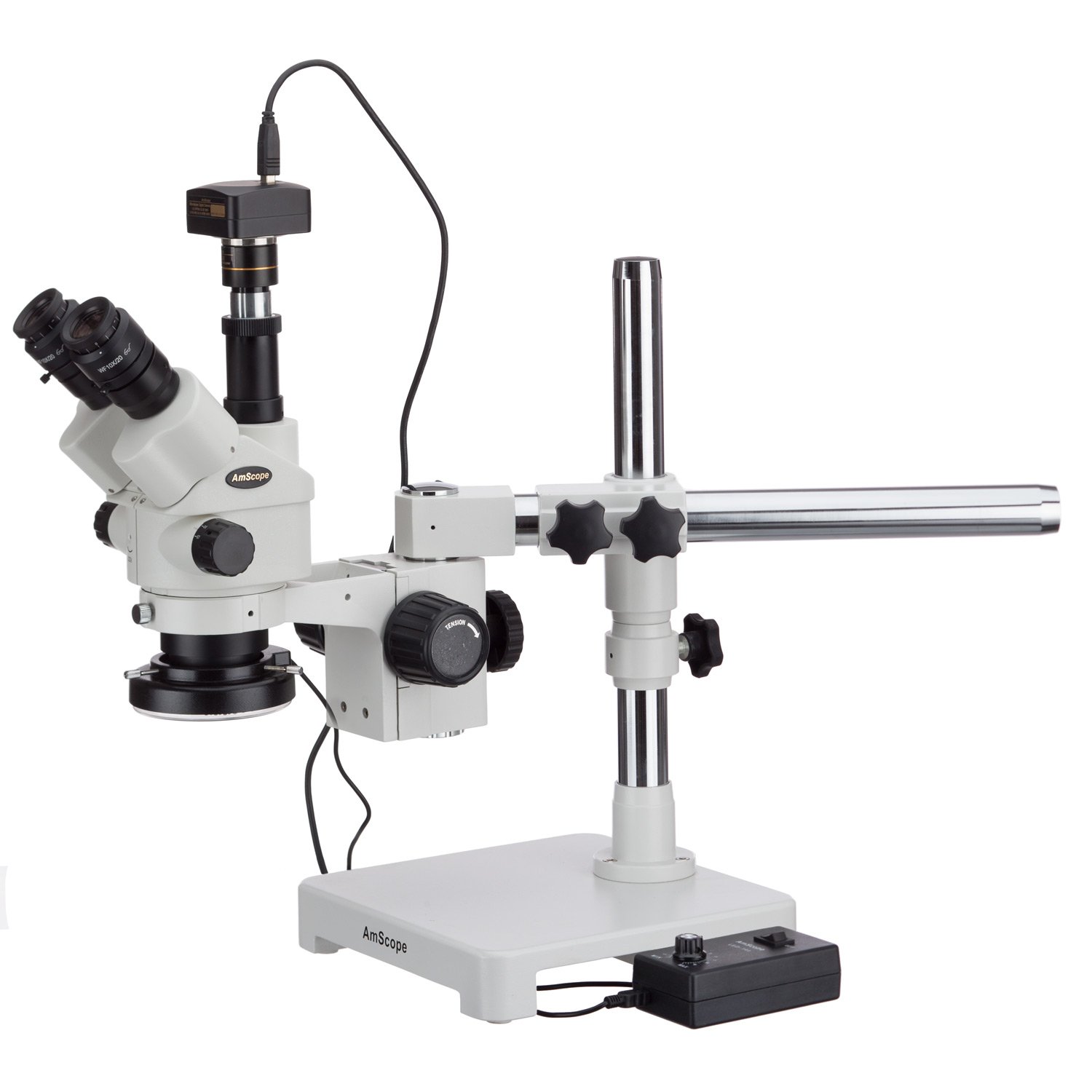 AmScope 3.5X-180X Simul-Focal Stereo Lockable Zoom Microscope with ...