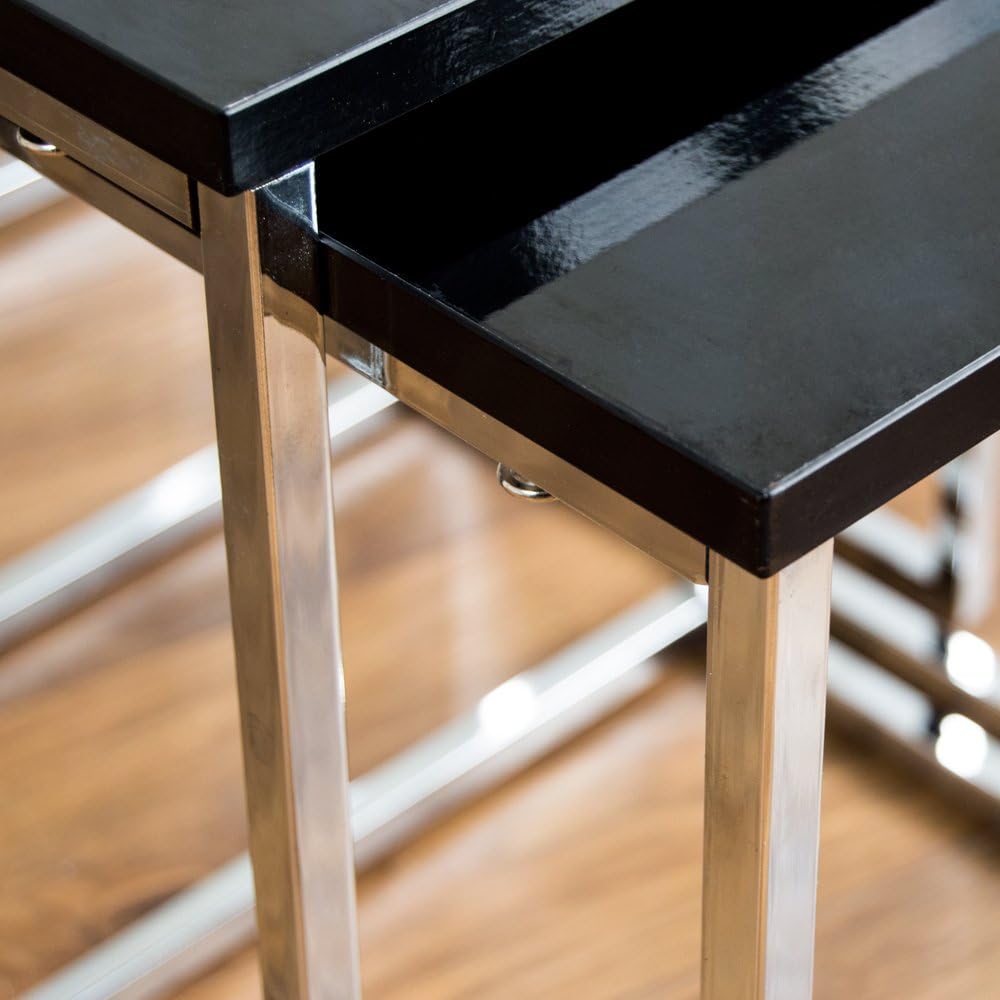 Vida Designs New Black Gloss Finish Nest Of Tables, Modern Aztec Range ...