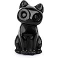 Amazon.com: Hkojewp Cat Statue Black Obsidian Cat Figurine Crystal ...