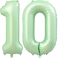 Amazon.com: 10 Balloon Number, 40 Inch Light Green Foil Balloons Giant Jumbo Helium Number 10 ...