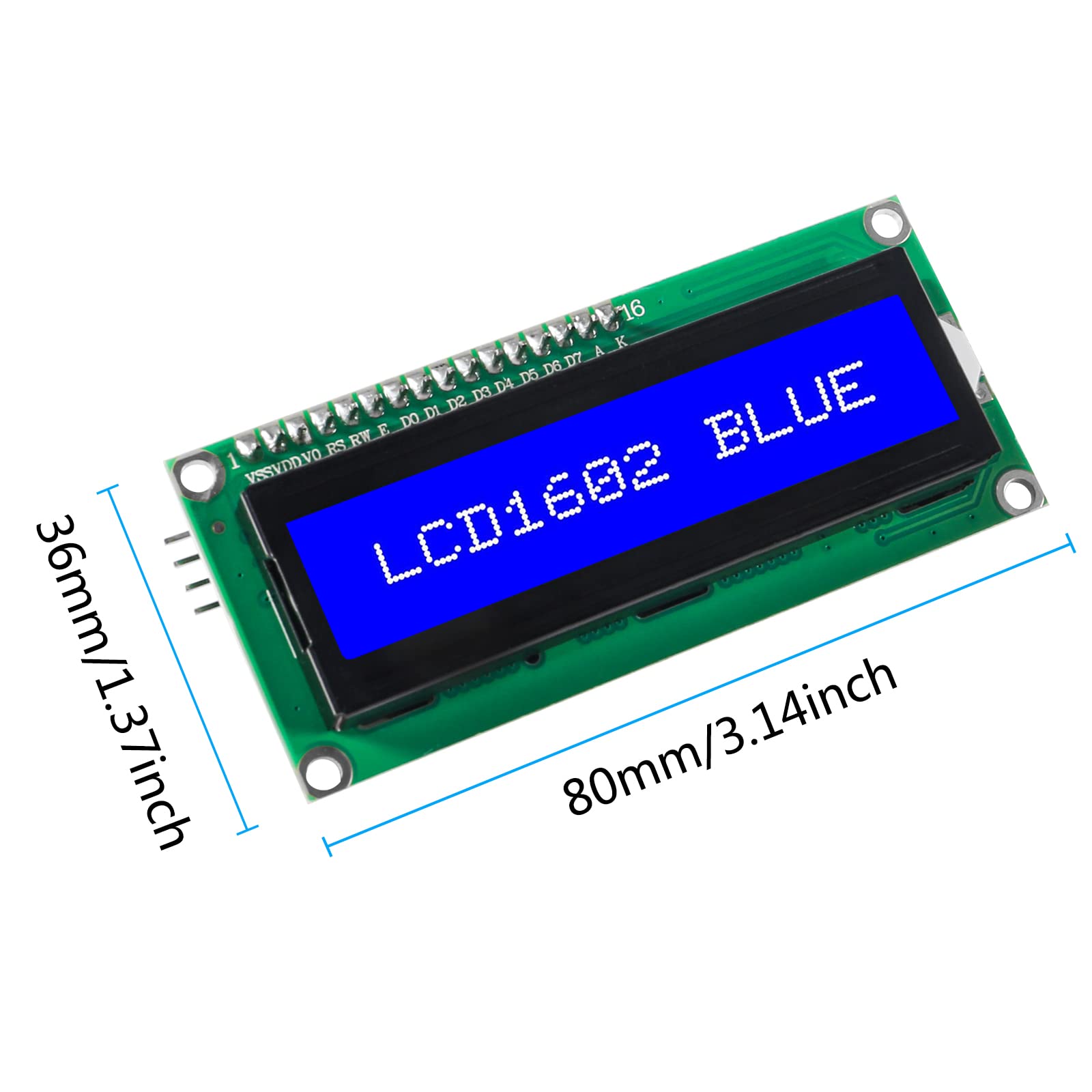 Mua DWEII 5-Pack I2C 1602 LCD Display Module 16X2 Character Serial Blue Screen Backlight LCD ...