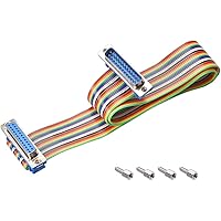 Amazon.com: uxcell IDC Rainbow Wire Flat Ribbon Cable DB25 Male to DB25 Female Connector 2.54mm ...
