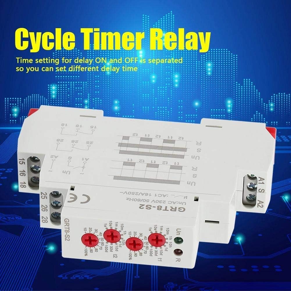 Cycle Timer,AC 220V GRT8-S2 Mini Asymmetric Cycle Timer ON/Off Repeat Cycle Time Relay – BigaMart