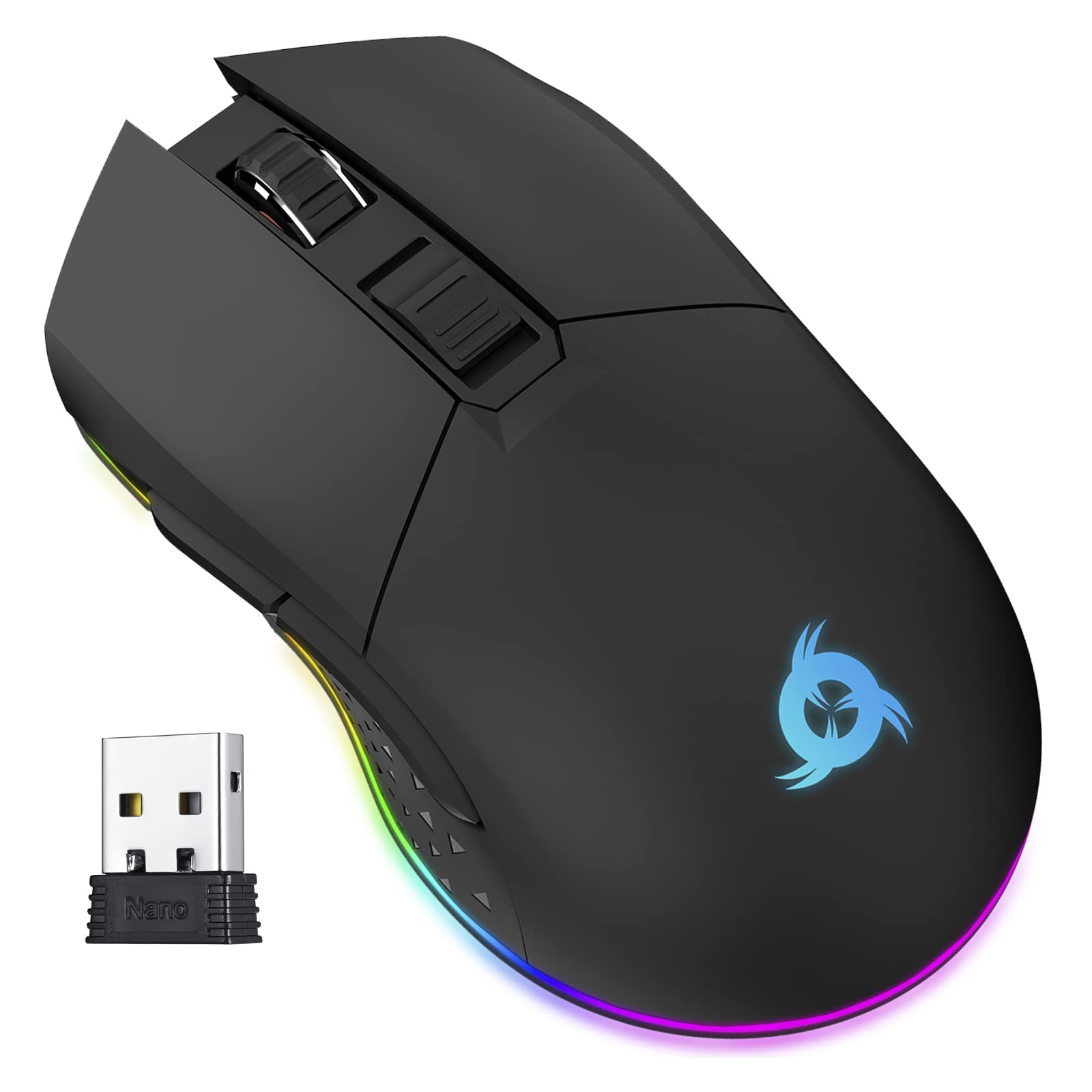 Klim Rechargeable Wireless Gaming Mouse RGB Precision Sensor and Long ...