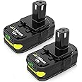 Amazon.com: 2Pack 3600mAh P102 P108 Replacement Battery for Ryobi 18V Battery 3.6Ah Compatible ...
