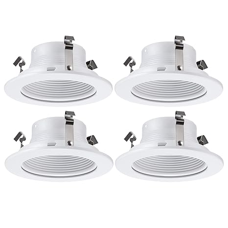 Amazon.com: 4 Pack 4 Inch Recessed Can Light Trim with White Metal Step ...