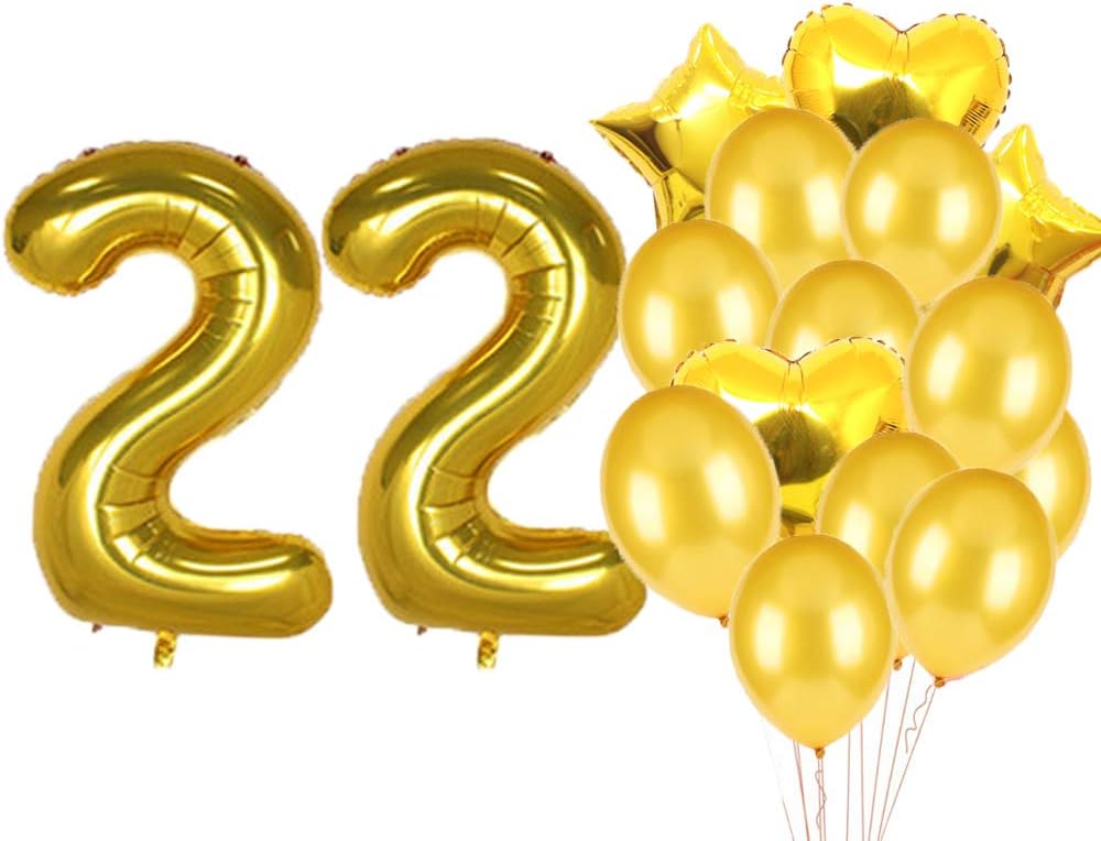Amazon.com: Sweet 22th Birthday Decorations Party Supplies,Gold Number ...