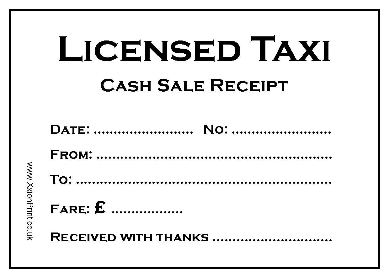Buy Licensed Taxi Fare Receipt Pads Pack Of 4 X 100 Sheet Pads 400 
