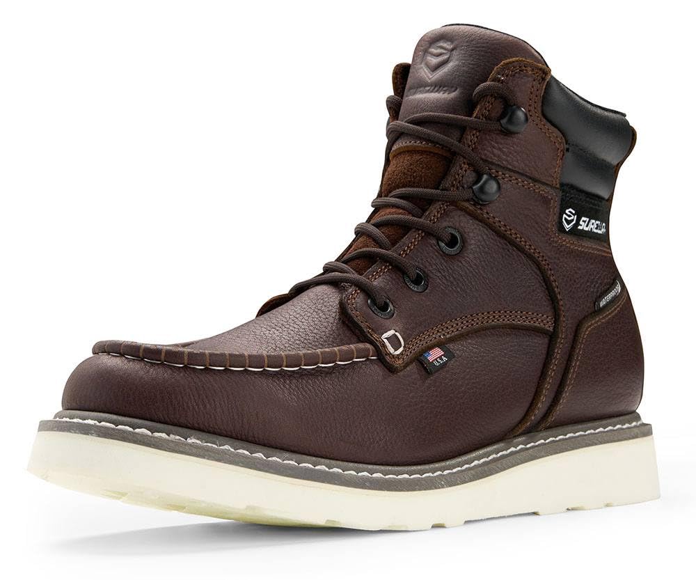 SUREWAY Men 6 Inch Waterproof Soft Toe Work Boots - Moc Toe ...