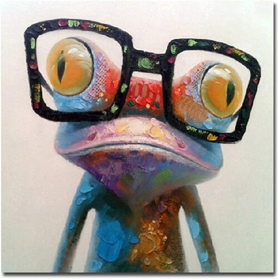 Fokenzary Hand Painted Oil Painting Pop Frog with Glasses on Canvas ...