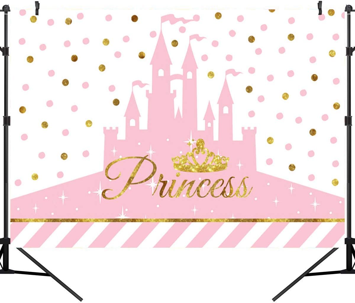 Sensfun Castle Royal Princess Baby Shower Backdrop Pink and Gold Dots ...
