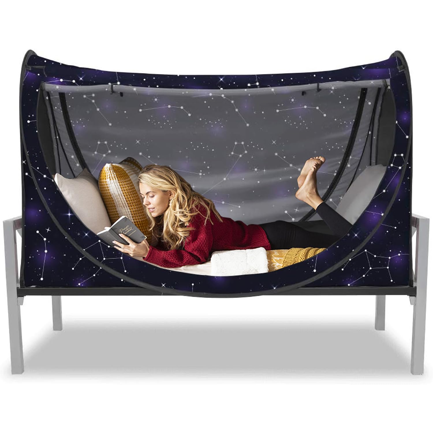 Privacy Pop up Eclipse Bed Tent Bed Drapes (Starry Constellation, Twin ...