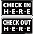 Amazon.com: GEEKBEAR Check In Here/Check Out Here Sign (Black, 2 Pack ...